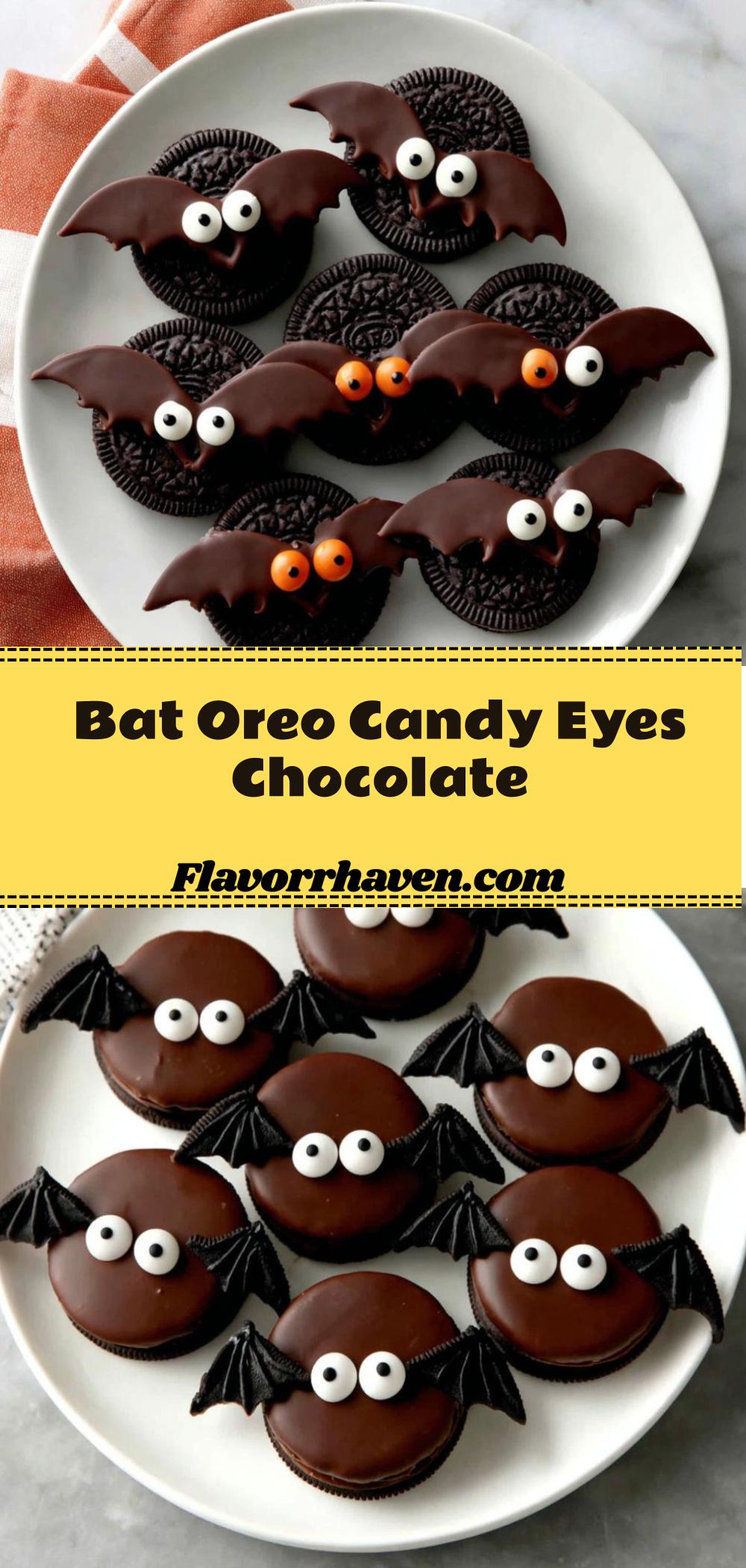 Adorable Bat Oreos with Chocolate and Candy Eyes - flavorr haven